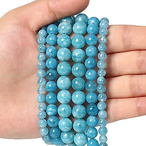 45pcs 8mm Natural Stone Beads Blue Chalcedony Beads Crystal Gemstone for Jewelry Making, DIY Bracelet Necklace