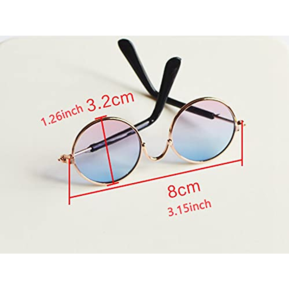 Funny Cat Sunglasses Dog Glasses Metal Retro Circular Glasses Puppy Pet Eyewear for Cosplay Costume Photos Props Pet Accessory Halloween Christmas