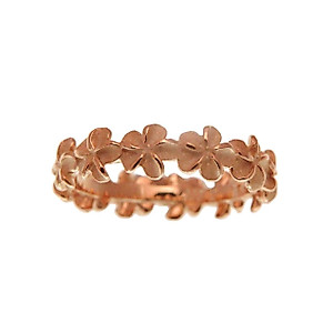 Arthur's Jewelry 925 sterling silver pink rose gold plated Hawaiian 5mm plumeria flower lei ring size 3.5