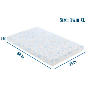 VIPKOE Gel Memory Foam Mattress, Twin XL, 6 Inch Alphabet Bed Mattress, Medium Firm Feel Mattress,Breathable & Cool Sleep Spine Pressure Relief Bed in a Box CertiPUR-US Certified