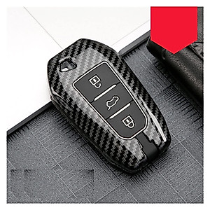MOONIIGHT XDH Carbon Fiber Alloy+Silicone Car Remote Key Case Cover FIT for Peugeot 208 308 508 3008 5008 Fit for Citroen C4 Picasso DS3 DS4 DS5 DS6 (Color Name : A Black red)