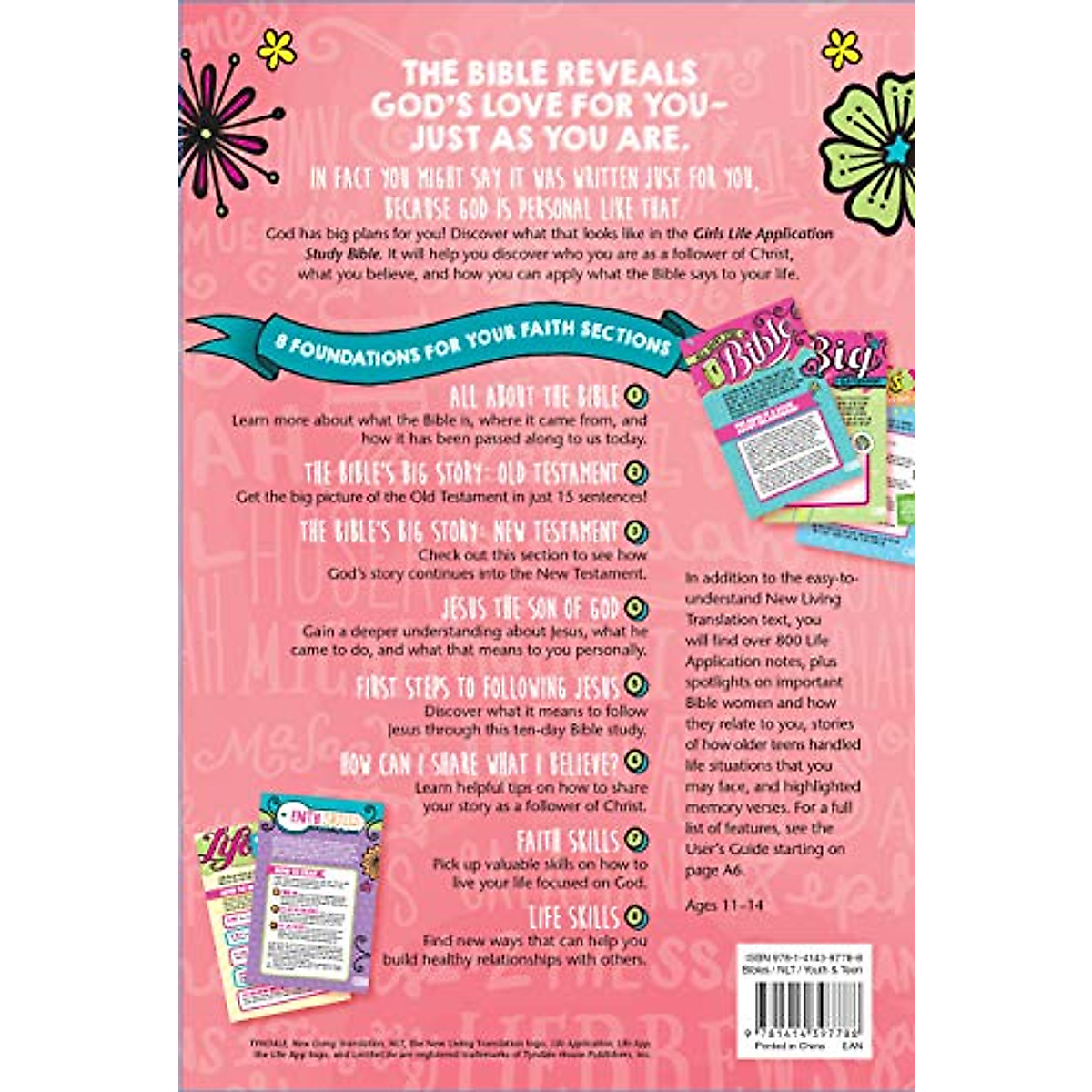 Tyndale NLT Girls Life Application Study Bible, TuTone (LeatherLike, Purple/Teal), NLT Bible with Over 800 Notes and Features, Foundations for Your Faith Sections