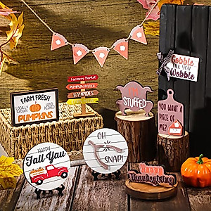 Fairysandy Fall Tiered Tray Decor Set Autumn Pumpkin Farmhouse Wood Table Sign Rustic Party Tiered Tray Decorations for Home Thanksgiving Kitchen Bathroom Table Shelf Centerpiece
