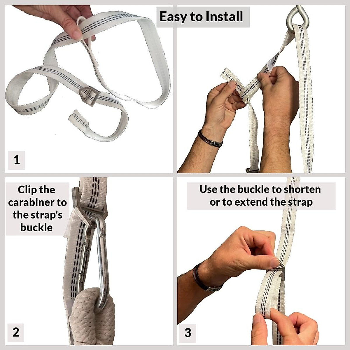 BDECORU Hanging Hammock Chair Swing - Outdoor & Indoor Hammock Swing Chairs for Outside or Inside of Home, Swing Hanging Chair with Footrest - Includes 2 Cushions, Bag, & Hanging Kit - Gray Beige