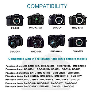 Kimaru DMW-DCC8 DC Coupler DMW-AC10 DMW-AC8 AC Power Adapter DMW-BLC12 Dummy Battery Kit for Panasonic Lumix DMC-GH2 G5 G6 G7 G80 G81 G85 G5X GX8 FZ300 FZ1000 FZ2500 DC-G90 G95 G99 Cameras.