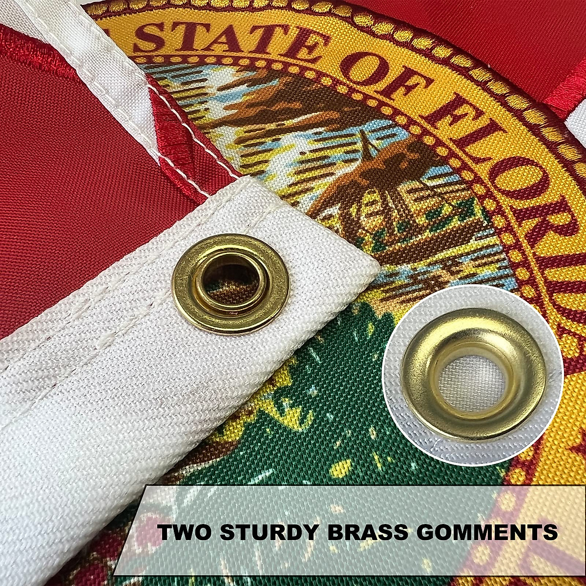 AZCOVER Florida Flag 12x18, Embroidered State Flag for Boat with 2 Brass Grommets