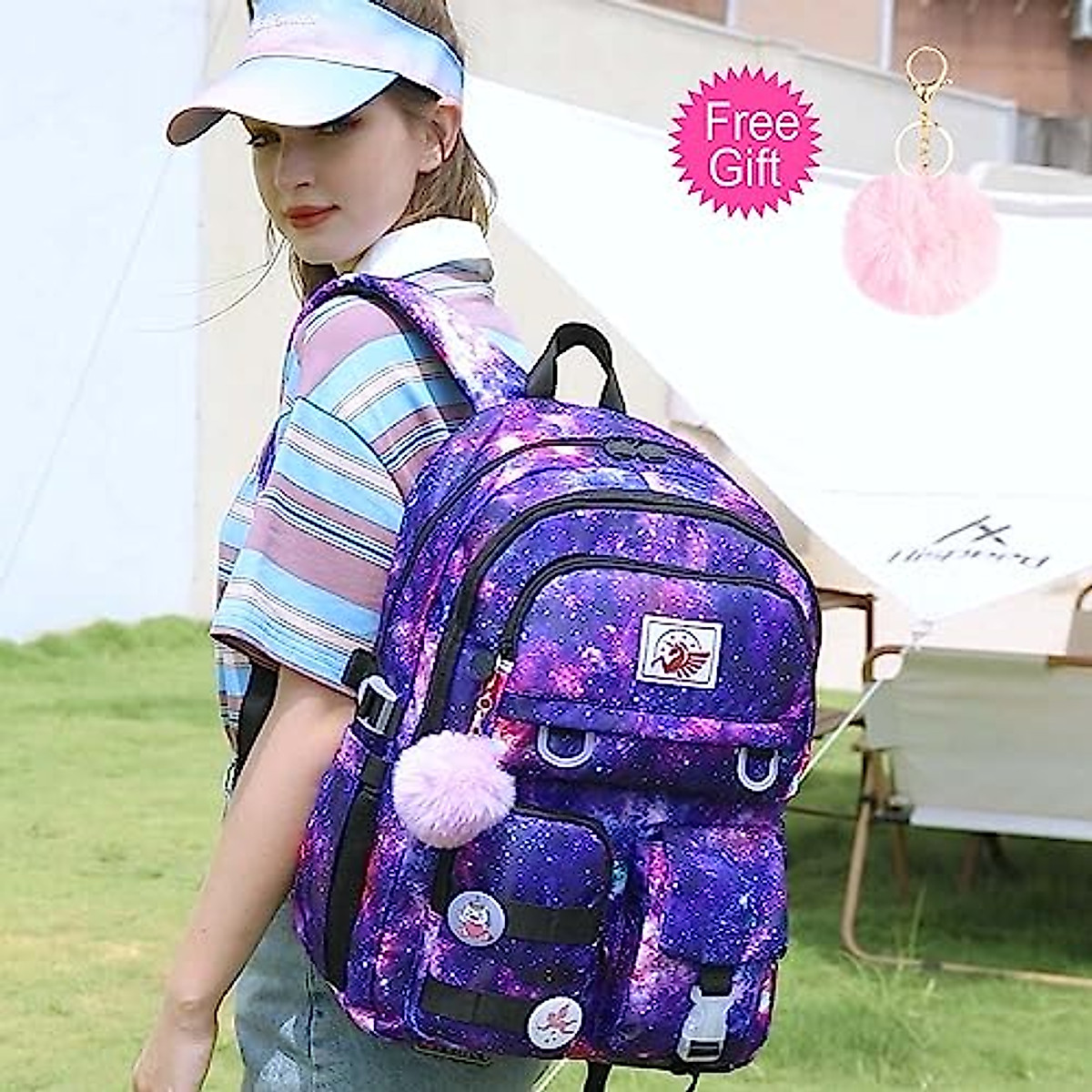 KLFVB Laptop Backpack for Girls, 15.6 Inch Cute Tie Dye College Bookbag, Anti Theft Water Resistant Large Computer School Bag for Teens Women Students - Purple