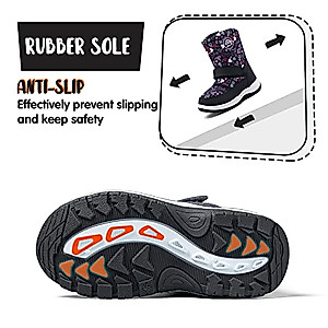 K KomForme Boys Girls Snow Boots Waterproof Winter Outdoor Boots(Toddler/Little Kid/Big Kid)