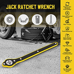 Jack Ratchet Wrench, 360° Swivel Auto Labor-Saving Car Jack Wrench with Long Handle, Handle Scissor Jack, Tire Wheel Lug Wrench for Motorcycle, Van, SUV and Other Vehicles