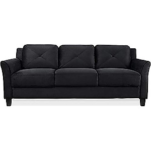 BOWERY HILL Microfiber Upholstery Living Room Sofa in Black