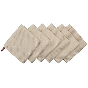 Mia'sDream Natural Cotton Dish Cloths Dish Rags, Waffle Weave Kitchen Dish Towels, Soft Dish Cloths for Washing Dishes, Absorbent Kitchen Hand Towel Washcloths, 12inchx12inch 6 Pack (Beige)