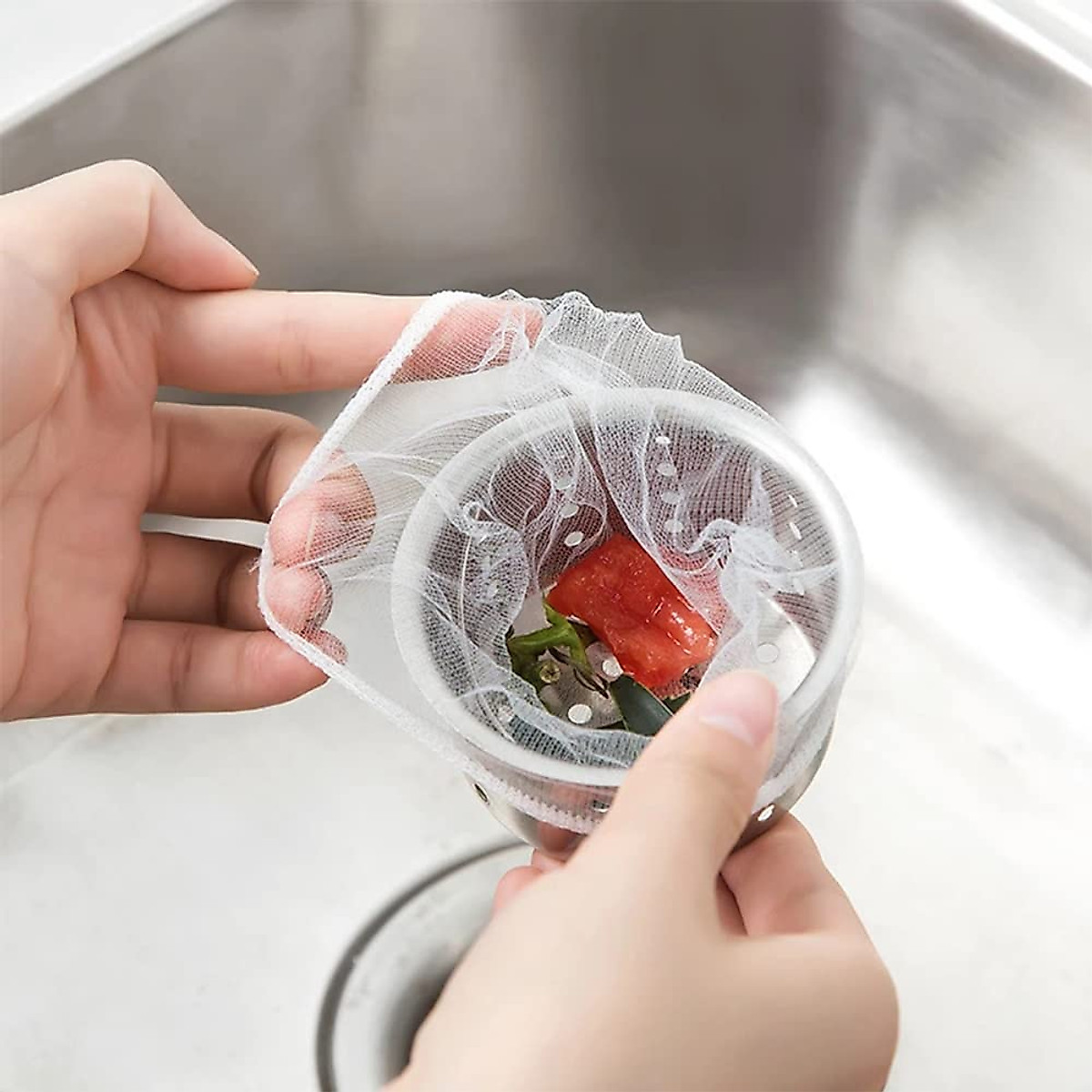300 Pcs Disposable Kitchen Sink Strainer, Kitchen Sink Strainer Net Bag Sink Small Mesh Bags Sink Filter Net for Sink Drain Bathroom Sink Strainer Floor Drain