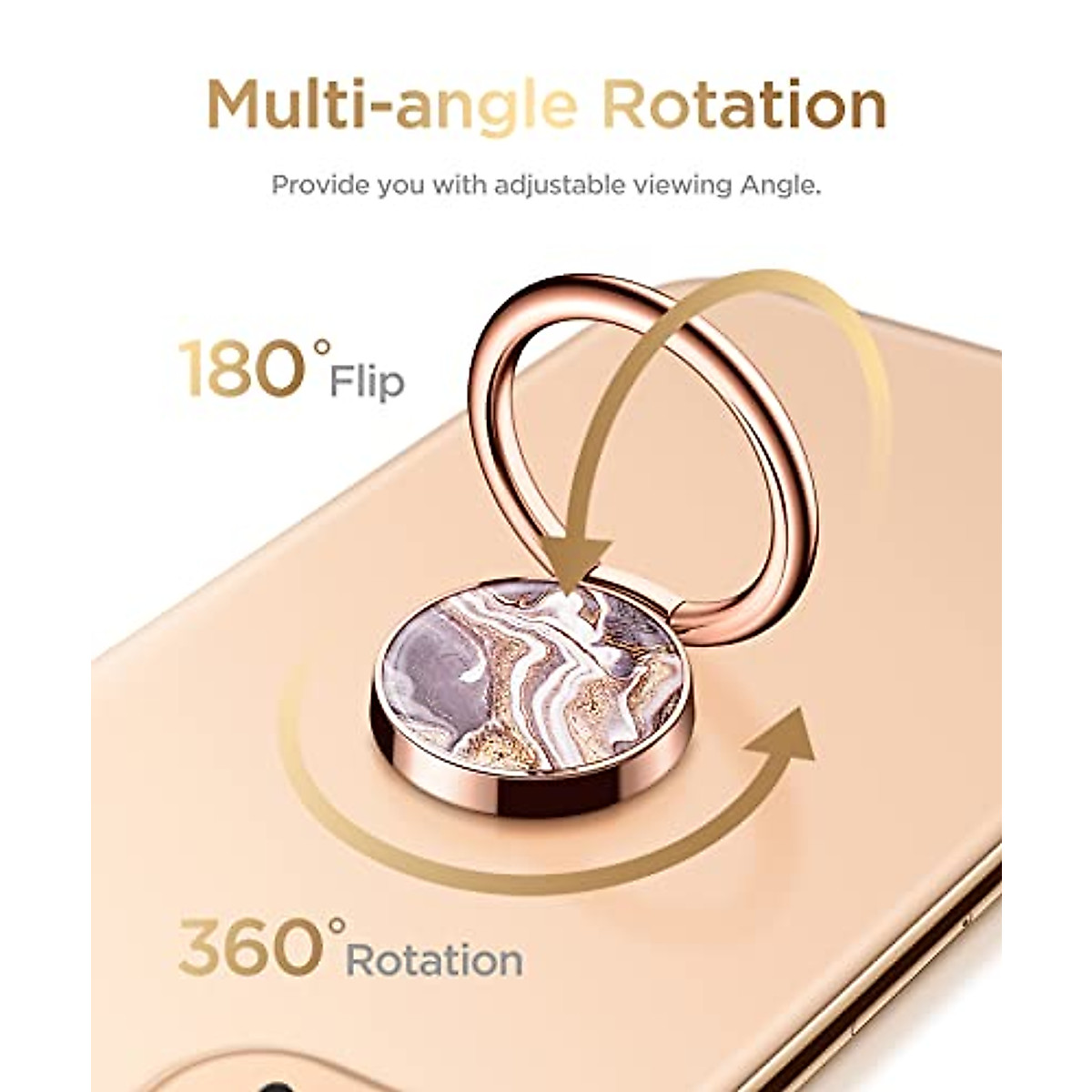 GVIEWIN Marble Bundle - Compatible with Samsung Galaxy S23 Ultra 6.8 Inch [No Built-in Screen Protector] + Phone Ring Holder (Burgundy/Gold) (2 Items Bundle)