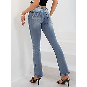 PEIHOT Women's Jeans 90s Mid Rise Bootcut Jeans High Stretch Light Blue Jeans Size 18 Pantalones De Mujer Boot Cut Denim Pants