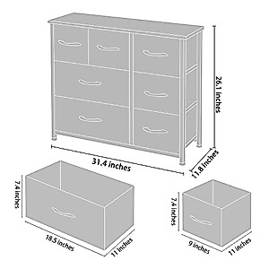 AZL1 Life Concept Dresser Storage Furniture Organizer-Large Standing Unit for Bedroom, Office, Entryway, Living Room and Closet-7 Removable Fabric Drawers, Black