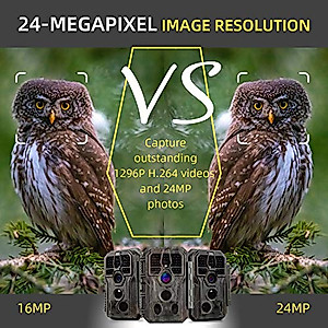 2-Pack Outdoor Trail Game Cameras 24MP Picture 1296P/1080P Video Wildlife Hunting Deer Camera 100ft Night Vision No Glow 0.1S Trigger Speed Motion Activated Waterproof Password Protected Time Lapse