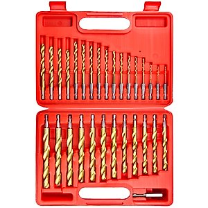 wesleydrill 30 Pcs Impact Twist Drill Bit Set，1/16"-1/2" Hex Shank Hss Titanium Drill Bits，Fit for Metal/Wood/Plastic Sink