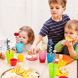 24Pcs Reusable Dinosaur Straws Birthday Decoration Party Favors, Safari Jungle Plastic Crazy Straws Dinosaur Party Supplies for Kids Boys Girls