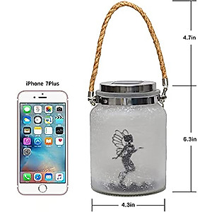 VOOKRY Solar Fairy Lantern Outdoor Fairy Decor White Frosted Glass Hanging Jar Solar Garden Lights Fairy Decorations 20 LEDs Warm White Waterproof for Yard, Path, Christmas, Party, Birthday, Gifts