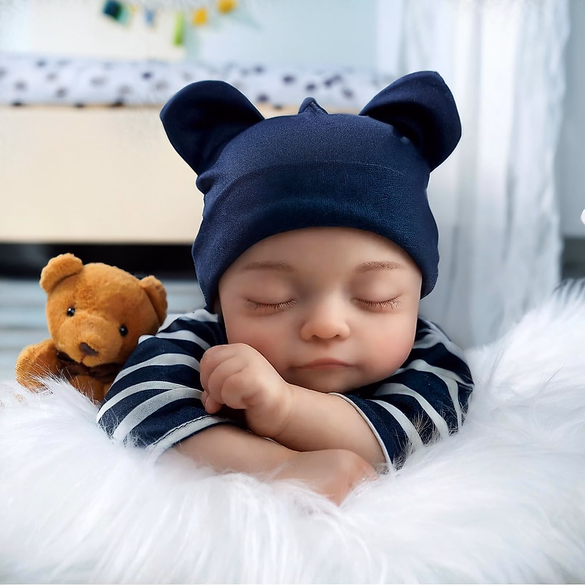 JIZHI Lifelike Reborn Baby Dolls - 18-Inch Realistic-Newborn Baby Dolls Boy Soft Body Real Life Baby Dolls with Blue Pajamas Feeding Kit for Kids Age 3+ & Collection