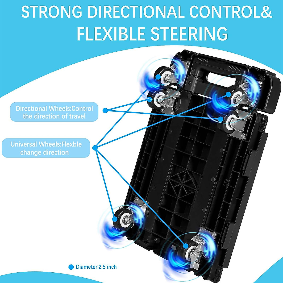 Portable Folding Hand Truck - Fully Folded Compact Push Cart, 800lbs Capacity Heavy Duty Dolly Practical Handling Tools for Household Industrial, Noise Reduction Office Moving Truck