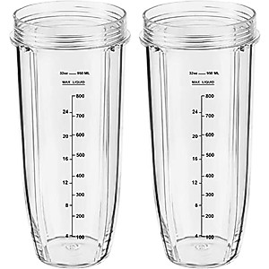 Replacement Part for Nutri Ninja Blender 2-Pack 32oz Replacement Cups Compatible with Nutri Ninja Auto-iQ Series Blenders