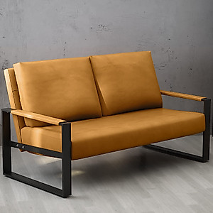 AWQM Faux Leather Couch, Mid-Century Loveseat Sofa,Upholstered Faux Leather Loveseat,Small Couch for Small Spaces,Office,Living Room,Camel