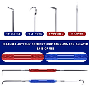 Zhehao Double Pointed Scriber, Metal Scribe Tool Hook and Pick Tool Set Straight 45 Degree 90 Degree Tip Marking Tool for Machinists, Technicians Or Craftsmen, 8.3 Inch Long (2 Pieces)