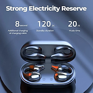 seuloo 2023 New Wireless Ear Clip Bone Conduction Headphones,Wireless Ear Clip Bone Conduction Headphones Bluetooth,Wireless Earclip Bone Conduction Headphones (Black-B)