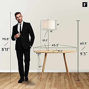 FENLO Future Oval - 45.5" Mid-Century Desk with Charging Station, Home Office Desk with USB, USB-C, and Power Outlet, Smart Work Table for Home Office, Round Table with USB Charging (Natural Wood)