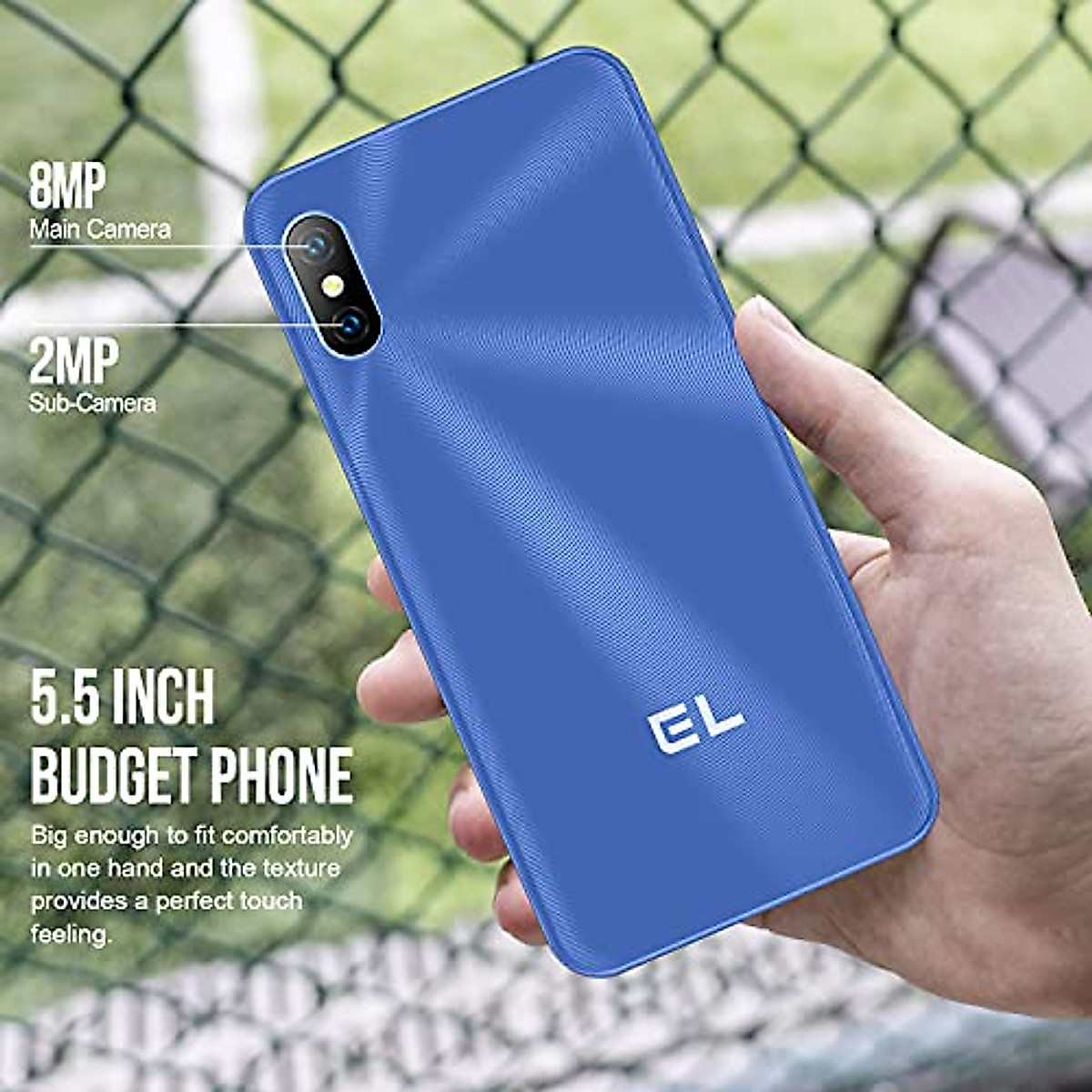 KXD 6C Cell Phone 4G Android Phones Unlocked 5.5" Full-Screen Phone 8MP Camera Smartphones Face ID 2500mAh Battery 16GB ROM with 64GB Expandable Memory Mobile Phones US Version (Blue)