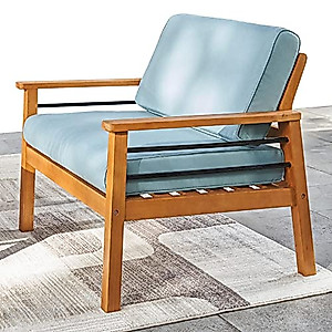 VIFAH Gloucester Contemporary Patio Sofa Club Chair, Golden Oak Wood Color