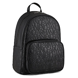 A|X ARMANI EXCHANGE Men's Allover Logo Backpack, Black, OS
