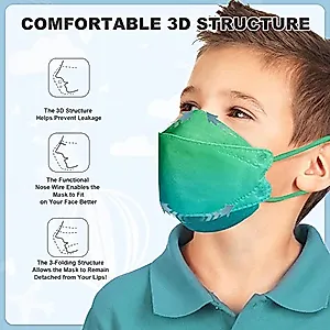 Sheal 50PCS Disposable 4-Layer Kids Face Masks Protection Breathable Comfortable 5 Gradient Colors for Kids (3-5 Years)