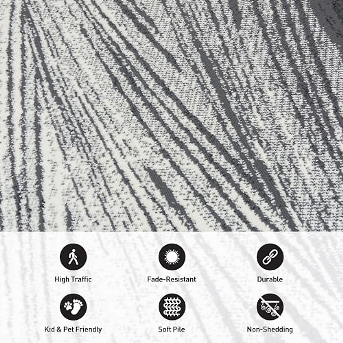 Rugshop Contemporary Distressed Abstract Soft Area Rug 8' x 10' Gray