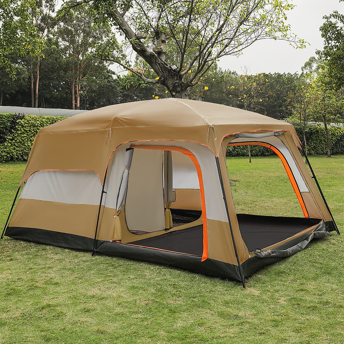 MoNiBloom 5-8 Person Tent for Camping Extra Large Portable Cabin Huge Tent, Waterproof Windproof 1 Living Room and 2 Bedroom 181'' Length Tent with Carry Bag for Outdoor Picnic Family Gathering