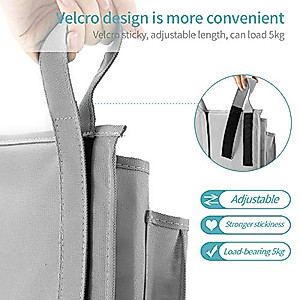 Bseash Bunk Bed Organizer, Bedside Caddy Hanging Bed Organizer Storage Bag 8 Pockets, for College Dorm Rooms Bed, Hospital Bed, Baby Bed Rails, 600D Oxford Cloth (Gray)