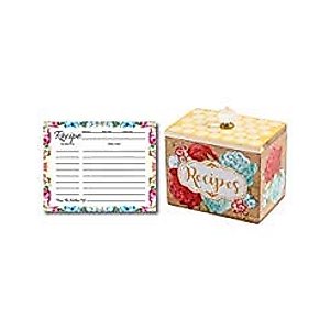 Pioneer Woman Recipe Box Gift Bundle, 50 Blank Recipe Cards, Recipe Cards Storage Box Organizer, Wooden Recipe Box, Unique Ideas, Kitchen Vintage Recipe Holder, Floral Recipe Cards