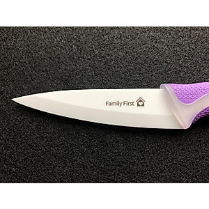 Ceramic Knife Set One 6" Chef Knife & One 4" All Purpose Knife With Large Ergo-Handle (Purple & White)