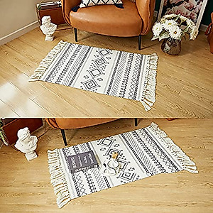 Kingrol 2 Pack Geometric Moroccan Area Rugs, Cotton Rugs for Kitchen Living Room Bedroom Bathroom Laundry Room, 2 x 3 Feet, 2 x 4.2 Feet