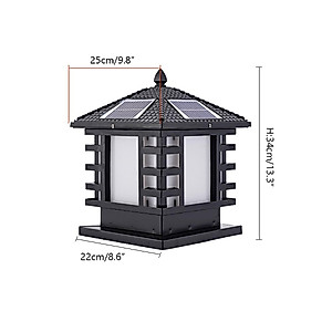 MODEBHD Courtyard Door Bollard Pillar Lamp, Dusk to Dawn Auto On/Off Solar Powered Post Lights, Waterproof IP65 Outdoor Post Light, Decoration Parks Community Lawn Post Lantern, Post Lamp