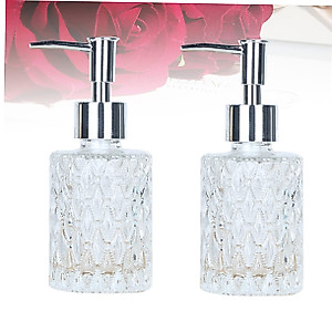 STAHAD 6 Pcs Glass Cosmetics Bottles Refillable Wash Hand Liquid Bottle Glass Lotion Bottle Glass Pump Bottle Empty Pump Dispenser Glass Dispenser Foam Soap Dispenser Travel Shampoo Clean