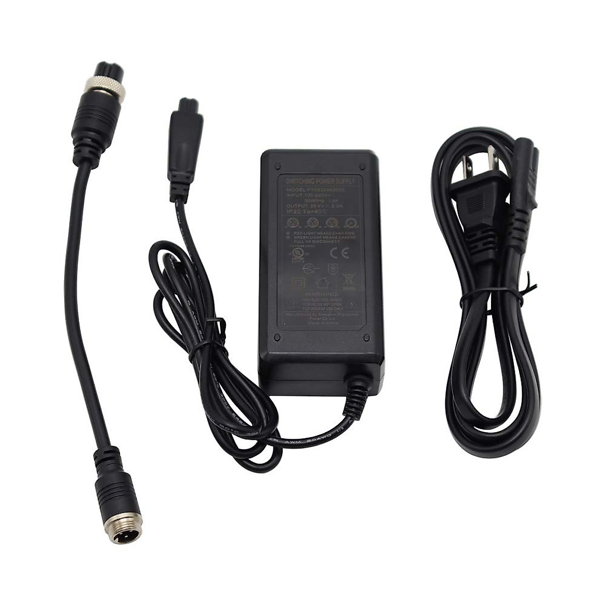 Eseegoo UL 24V 2A Lithium Battery Charger for Razor MX350 E100 E150 E300 E200 E175 E125 E225 E325 E350 E400 E500 PR20 ZR350, Dirt Quad, Pocket Mod, Dirt Rocket, Sport Mod, Pocket Rocket 3-Prong Inline