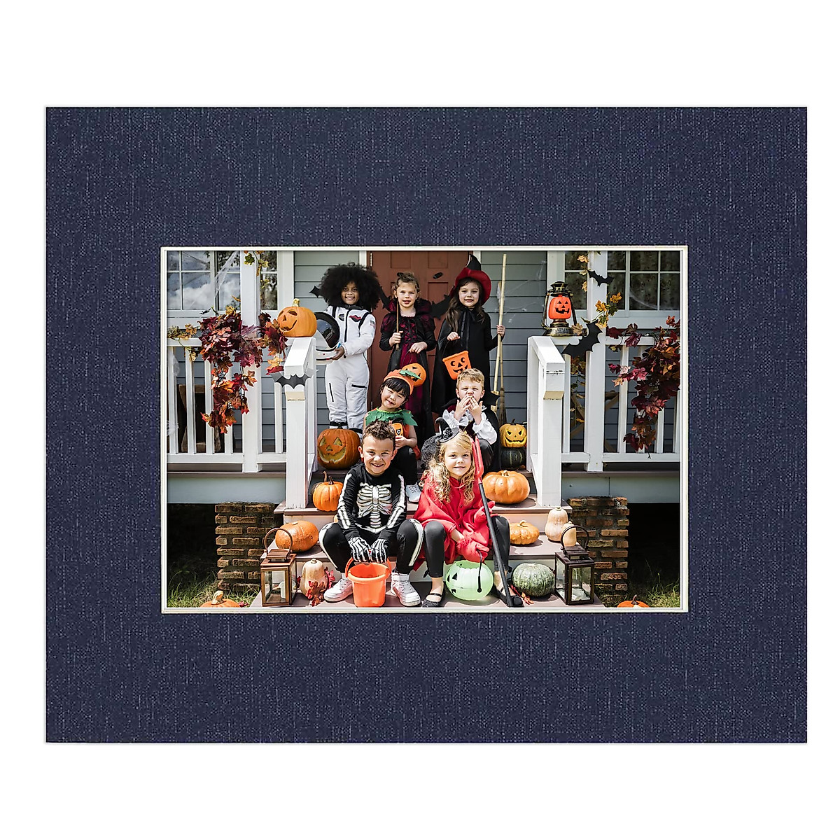 12x18 Mat Bevel Cut for 11x17 Photos - Acid Free Navy Canvas Texture Precut Matboard With Backing Board and Crystal Clear, Self Seal Photo Mat Bag - For Pictures, Photos, Framing - 4-ply Thickness