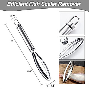 Jeslon Oyster Knife Set, Oyster Shucking Knives-Fish Scaler Remover-Slant Fish Bone Tweezers and Level 5 Protection Glove, Suitable for Oysters Lover, Much Safer Than Kitchen Knife