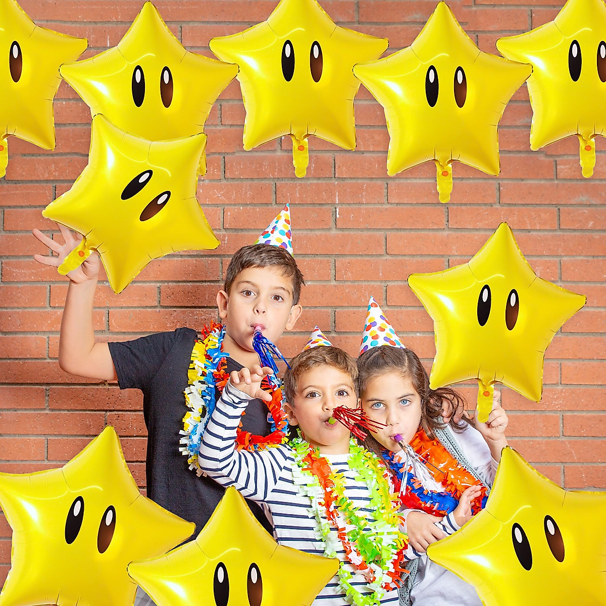 12 PCS Foil Star Balloons, 18" Gold Star Foil Balloons Mylar Helium Balloons, Video Game Star Balloons Foil Balloons Party Decorations for Birthday Wedding Gender Reveal