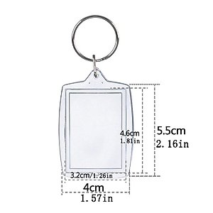 vipolish 25Pcs Acrylic Photo Frame Keyring Clear Blank DIY Photo Image Keychain Wallet Friendly Picture Frame Framework Key Buckle Ring for Women and Men Rectangle Shape