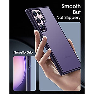 CASEKOO Genuine Official for Samsung Galaxy S23 Ultra case (10FT Military Drop Protection) (Zero-Smudge Tech) Translucent Hard Back & Soft Bumper, Protective Slim S23 Ultra Case 6.8'' 2023, Purple