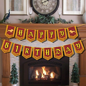 Happy Birthday Decorations Banner Pre-Strung Magic Wizard School Party Banner Wizard Birthday Party Supplies Decor for Fans Bday Party Favors