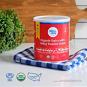 Baby's Only Organic Dairy with Whey Toddler Drink, Milk Powder with Extra Whey Protein, Iron, Vitamin D, Toddlers 12 Months Old and Up, Organic Toddler Drink, Easy to Digest, 12.7 oz, 6 Pack